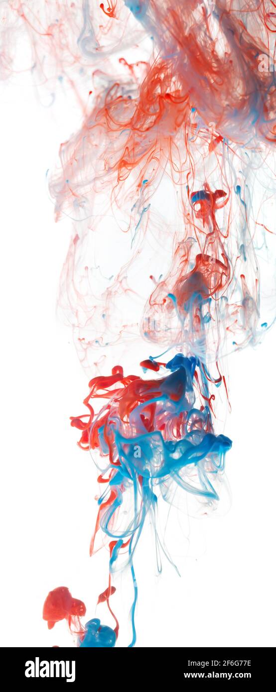 Red and blue color ink paint abstract pattern in water liquid Stock ...