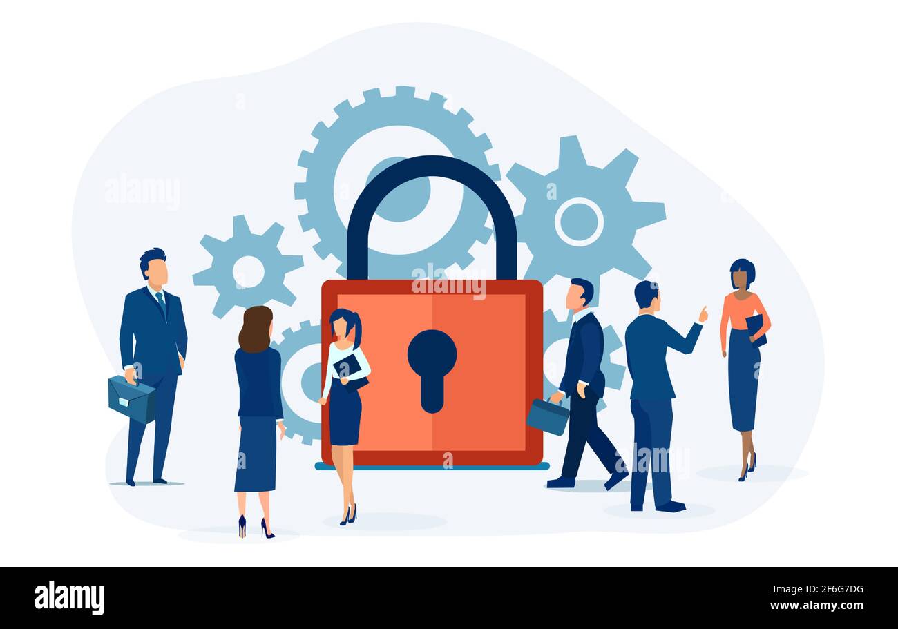 Vector of business people and clients having secure communication Stock ...