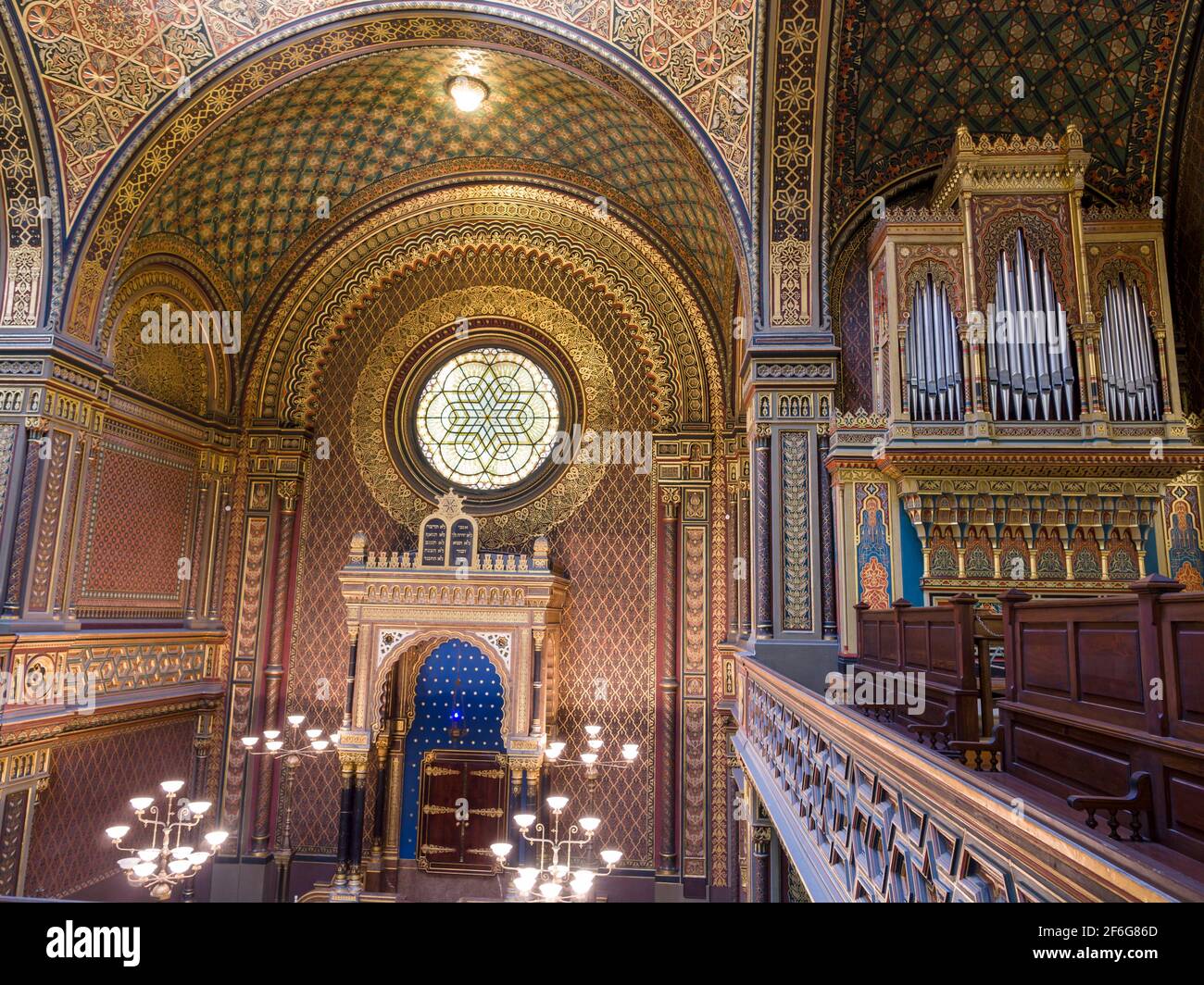 The Torah Ark, Organ pipes and Magen David window of the Spanish ...