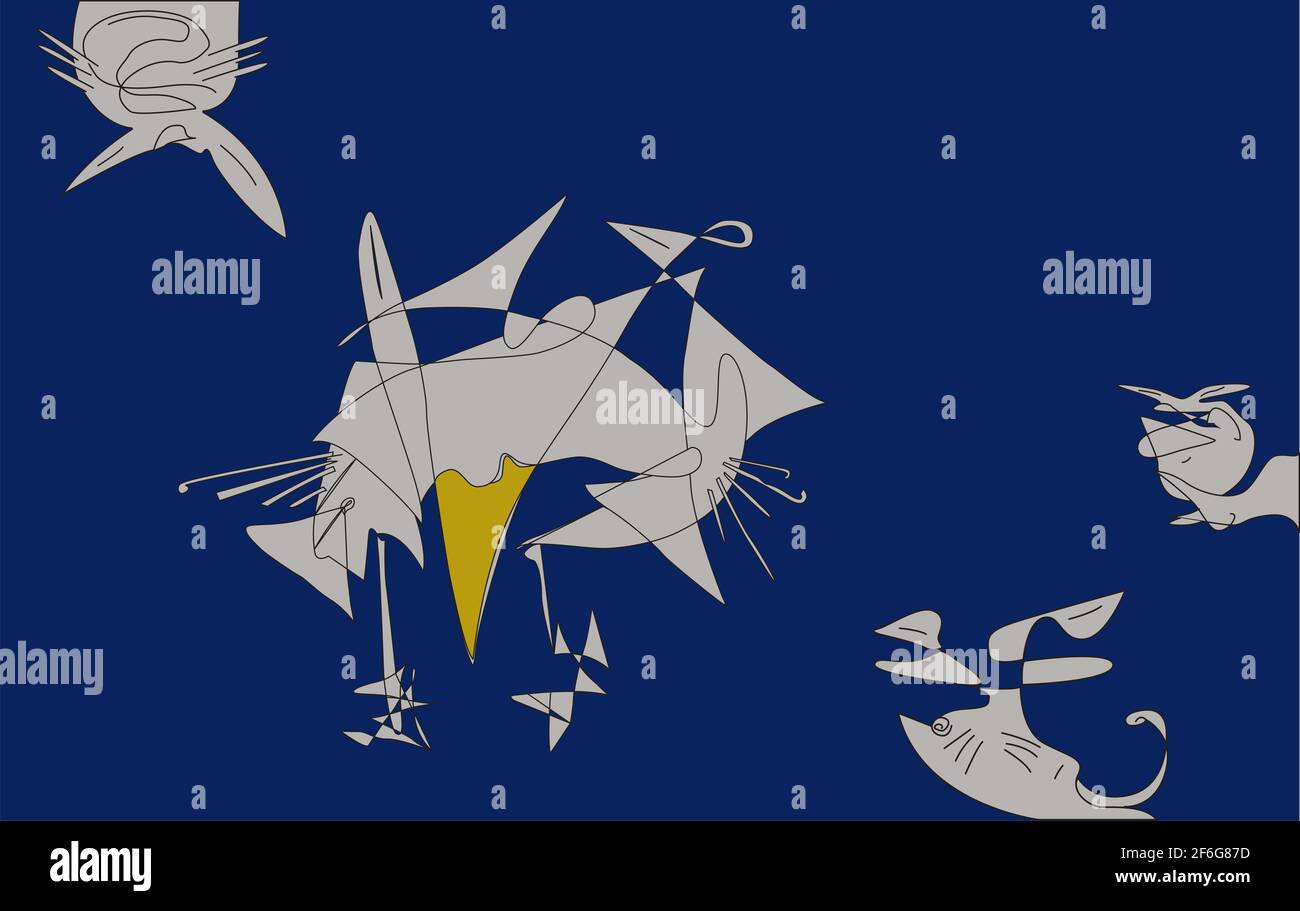 Vector colorful line art. Geometric illusion of unreal living creatures ...