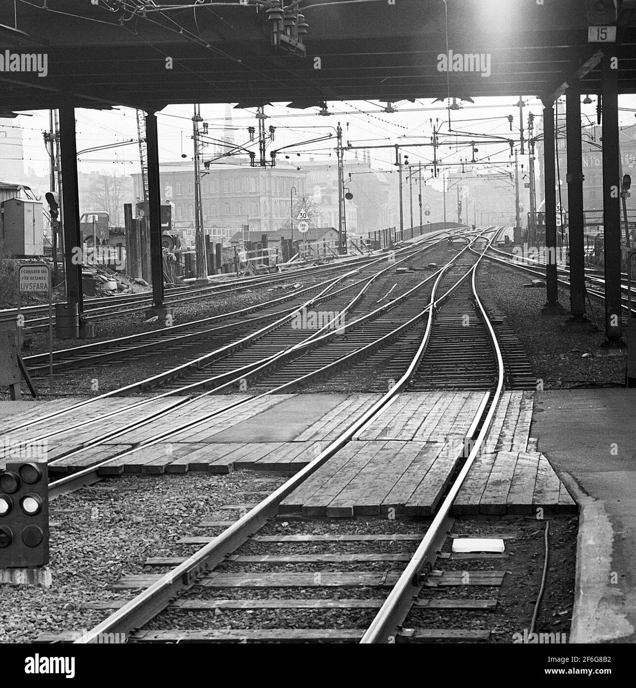 Stockholm Central, southern exit against the northern railway bridge ...