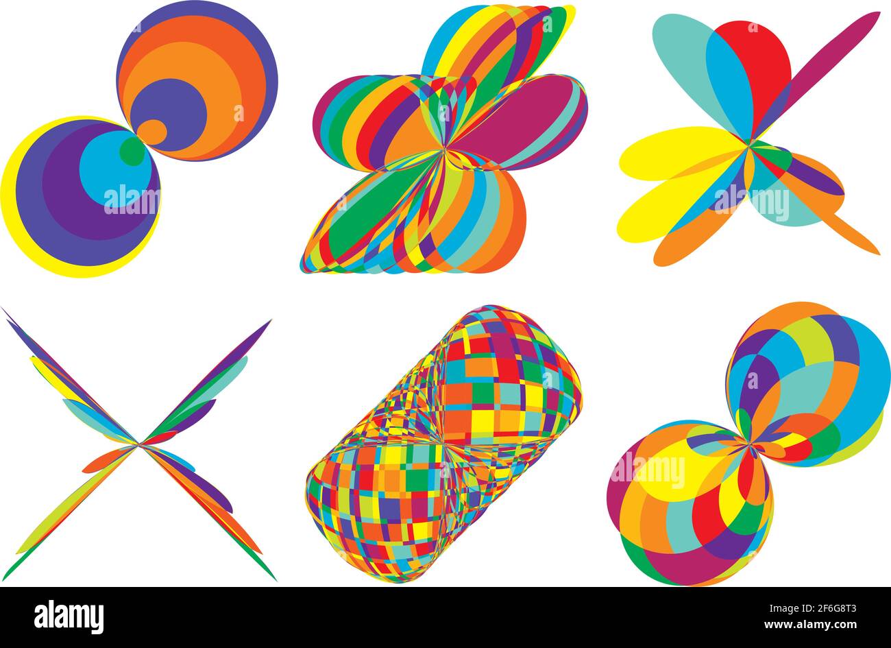 Curvy vibrant colourful abstract shapes, design elements — Stock vector ...