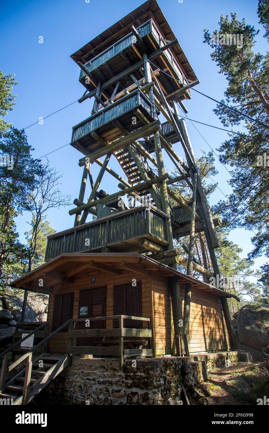Observation tower Schwarzenberg Nordwald, Waldviertel, Austria Stock ...