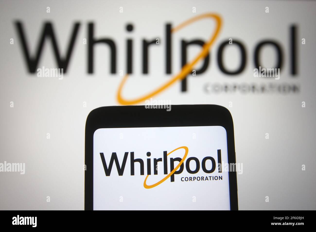 In this photo illustration, the Whirlpool Corporation logo seen ...
