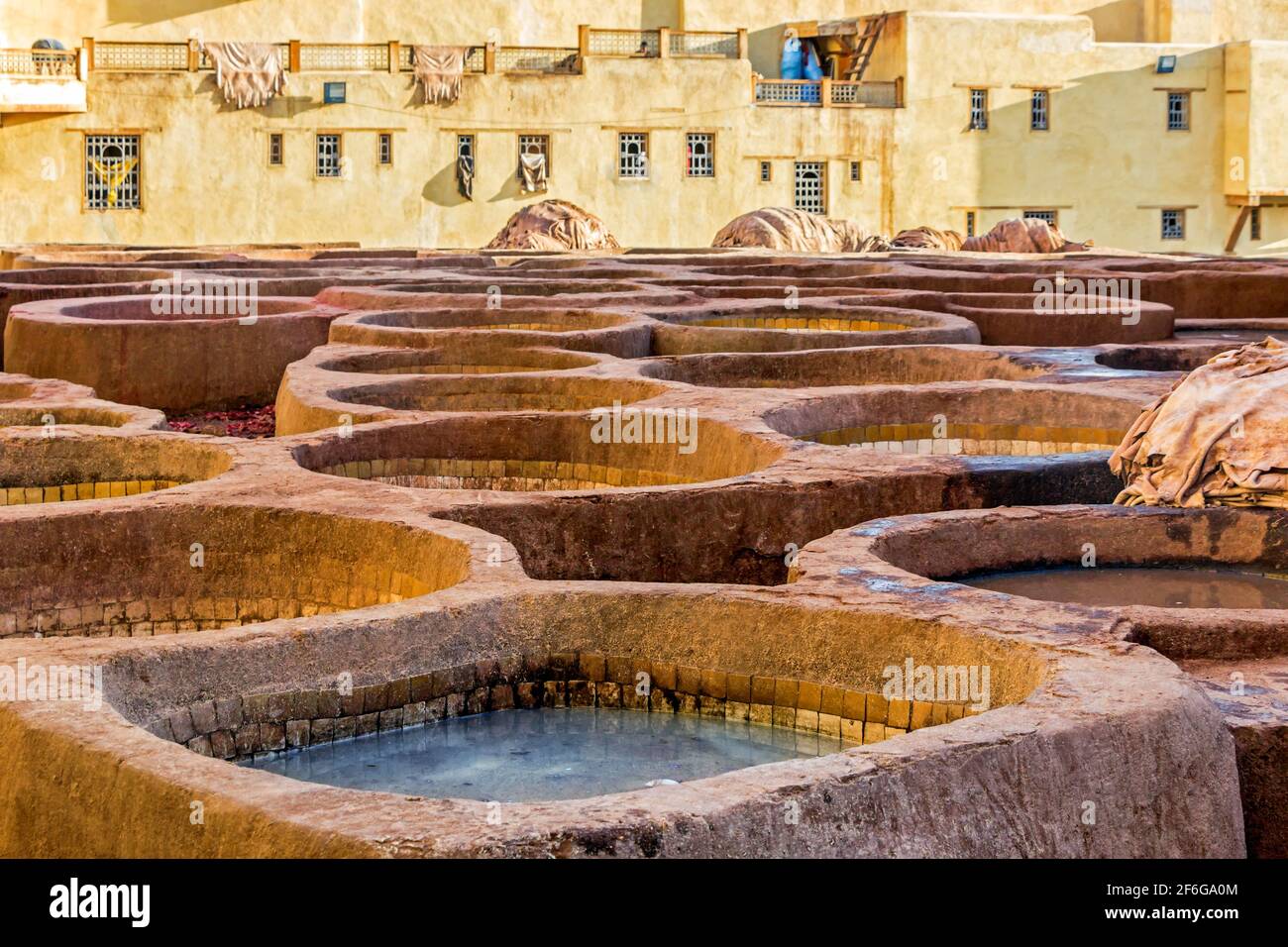 colorful dye vats at Chouara Tannery in Fez Morocco Stock Photo - Alamy