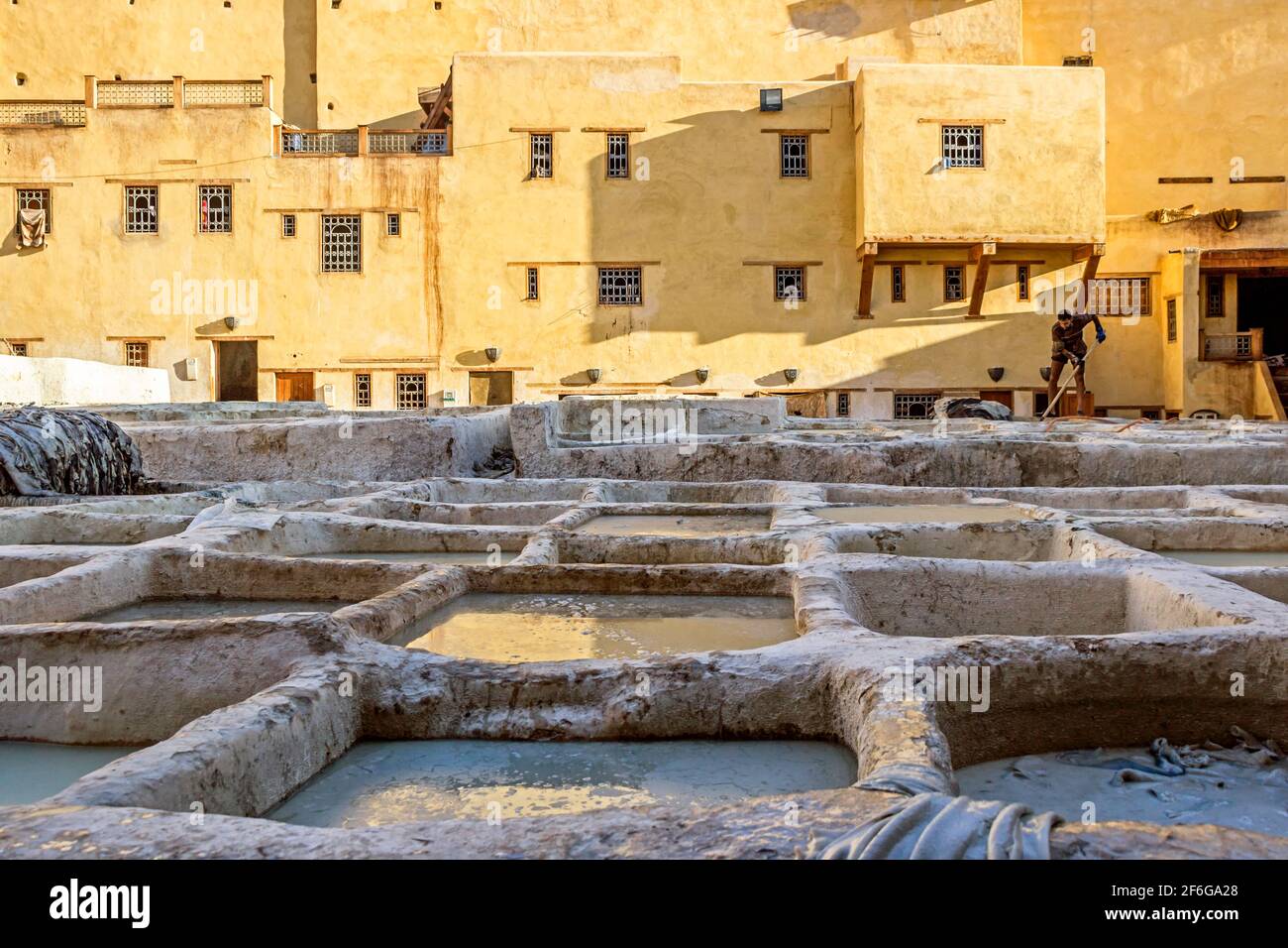 colorful dye vats at Chouara Tannery in Fez Morocco Stock Photo - Alamy