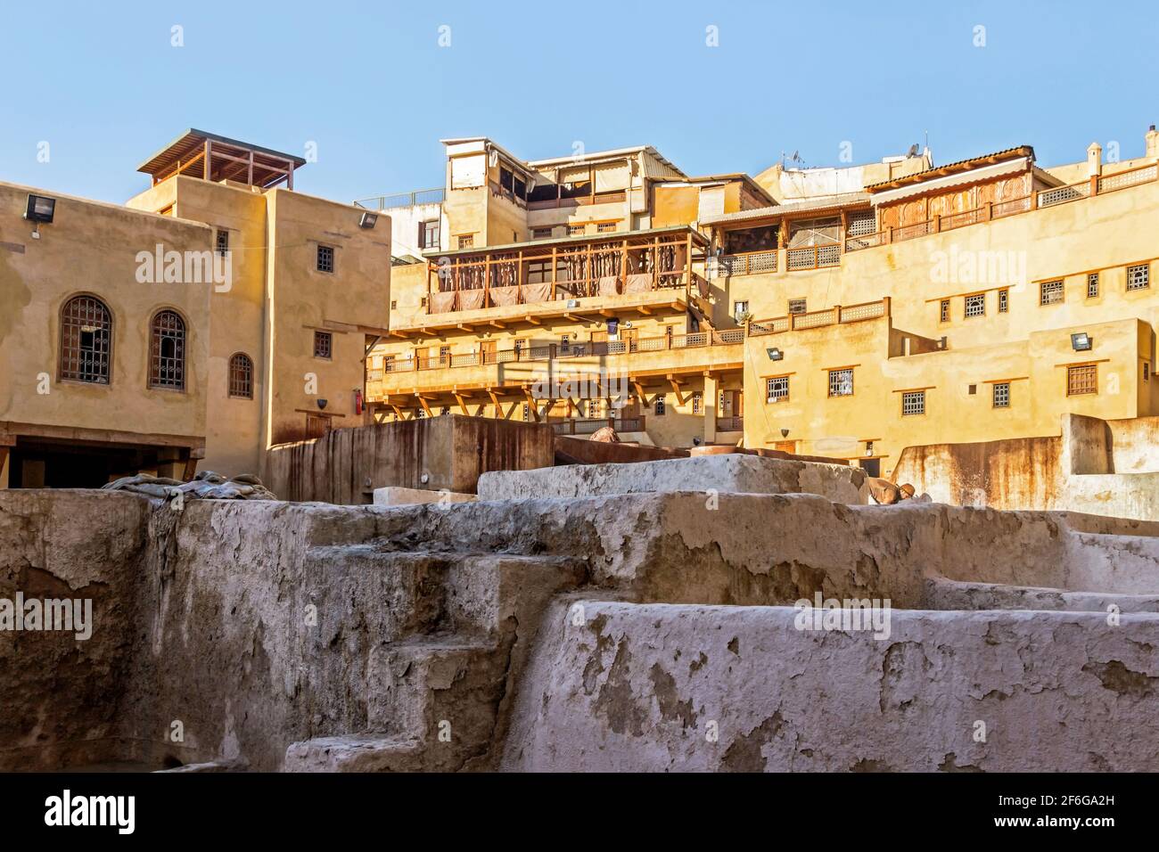 colorful dye vats at Chouara Tannery in Fez Morocco Stock Photo - Alamy