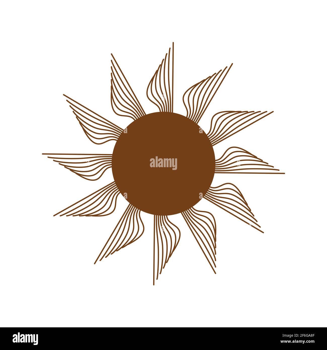 Magic concept, vintage sun with face, gold, trending beige, stylized ...
