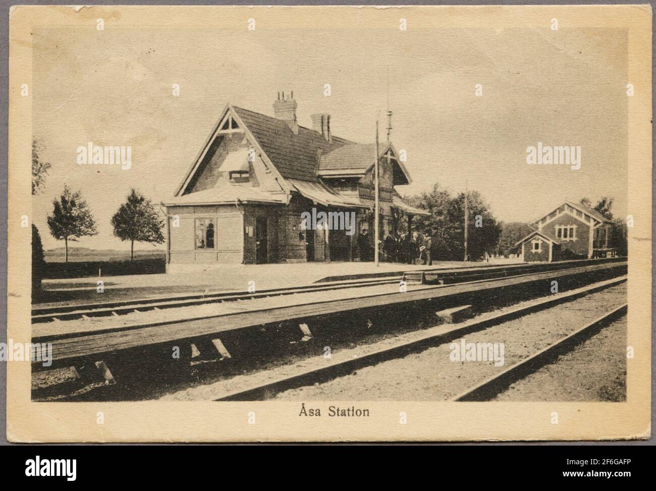 Track page of station with view of station houses and perrong Stock ...