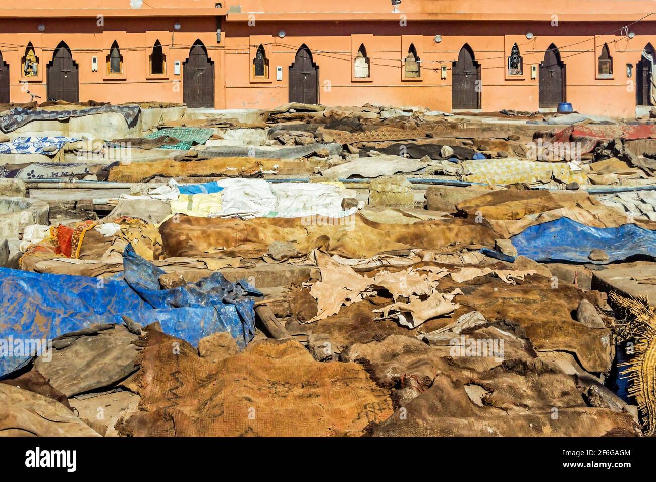 Old leather tannery in Marrakech Morocco Stock Photo - Alamy