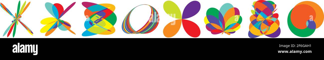 Curvy, rounded random vibrant colourful abstract shapes, design element ...