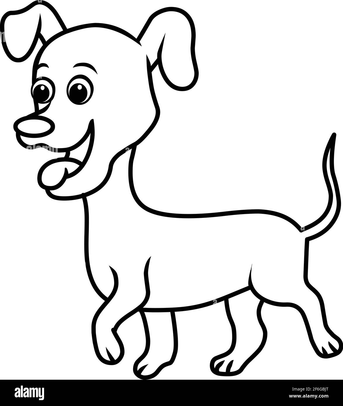 Walking dog cartoon line drawing vector isolated Stock Vector Image ...
