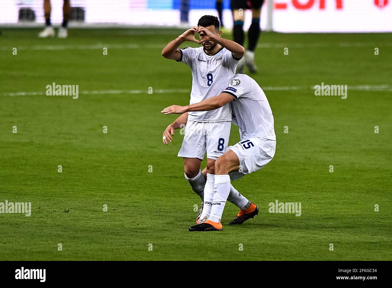 SEVILLE, SPAIN - MARCH 31: Besar Halimi of Kosovo celebrates after ...