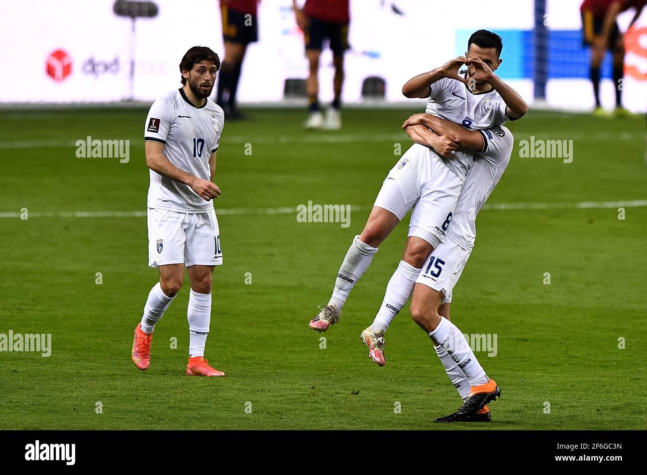 SEVILLE, SPAIN - MARCH 31: Besar Halimi of Kosovo celebrates with ...