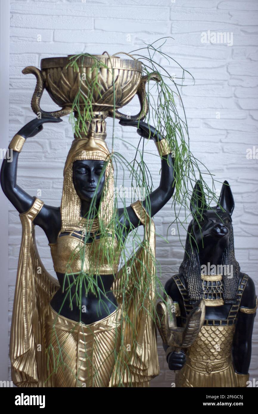 Still life of statues of mythology jackal anubis inpu anup and ...