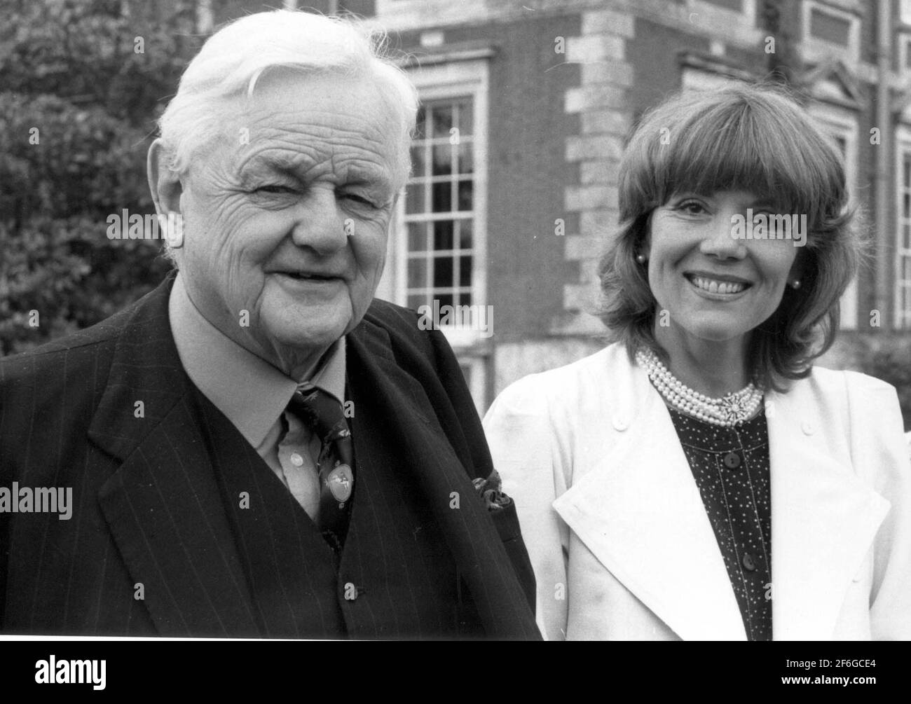 LORD HAILSHAM AND ACTRESS DIANNA RIGG, AT THE OPENING OF STANSTEAD ...