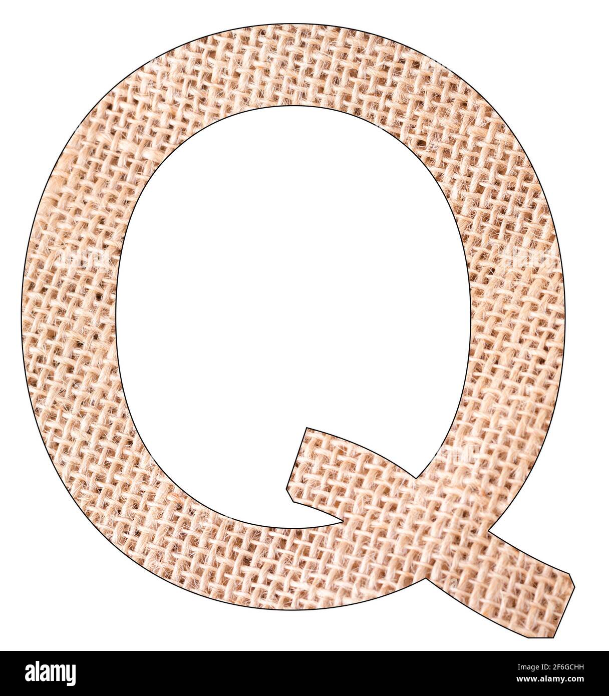 Letter Q of the alphabet, with fique cloth background, Andean furcraea ...