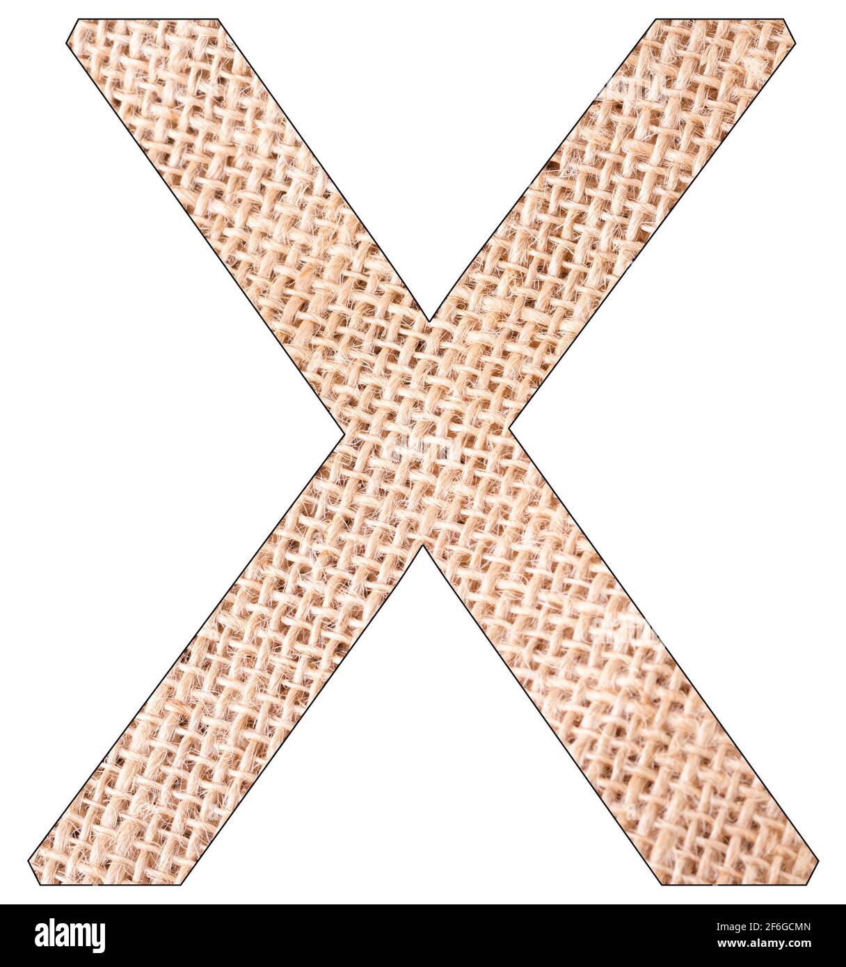 Letter X of the alphabet, with fique cloth background, Andean furcraea ...