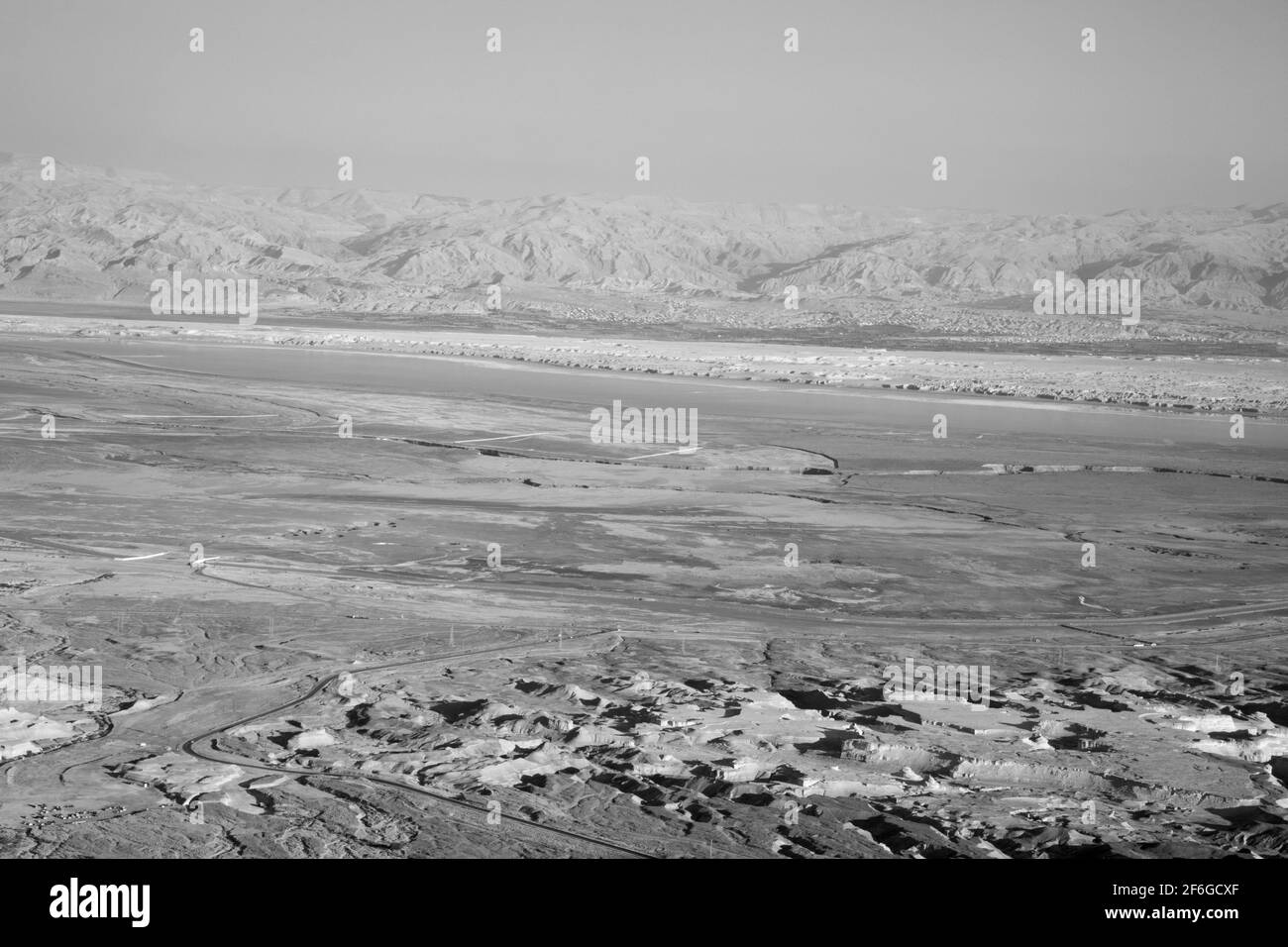 view from Masada in Black and White Stock Photo - Alamy