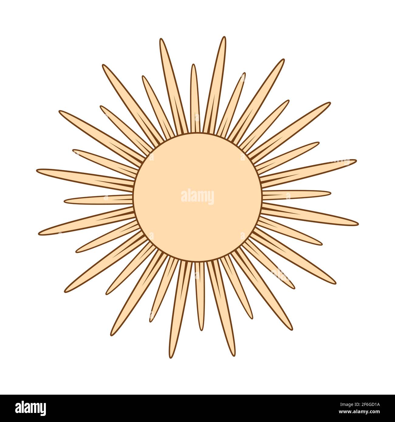 Magic concept, vintage sun with face, gold, trending beige, stylized ...