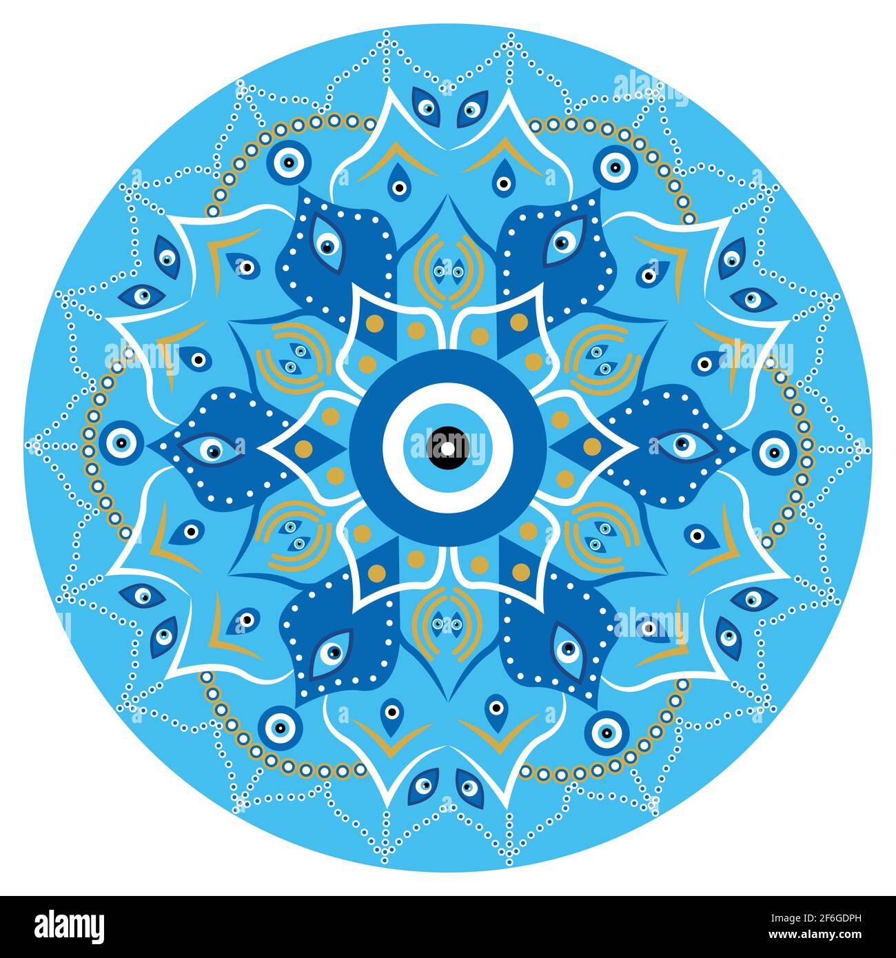 Mandala greek evil eye, symbol of protection blue turkish Stock Vector ...