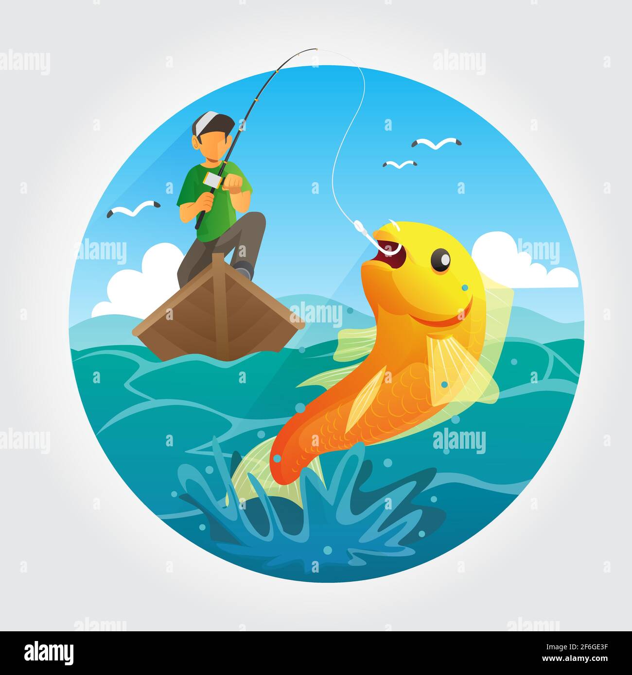 Open sea fishing vector illustration Stock Vector Image & Art - Alamy