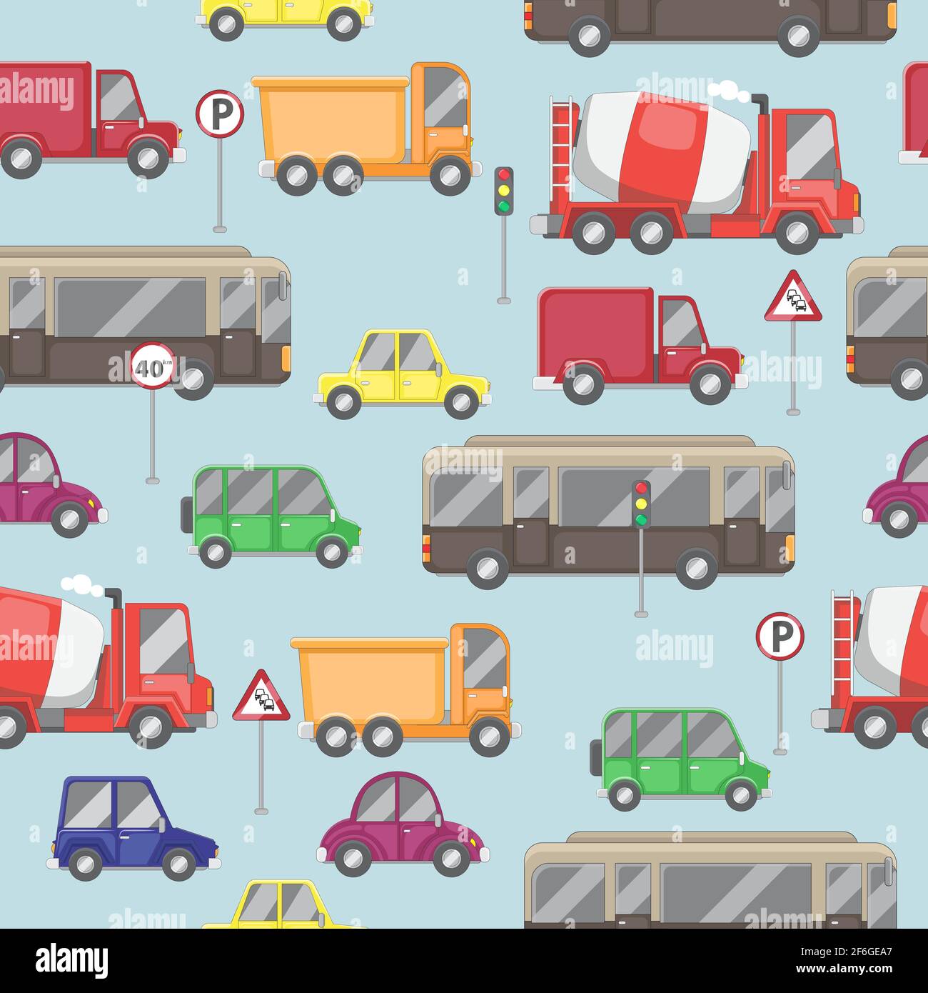 Seamless vehicle and traffic vector background Stock Vector Image & Art ...