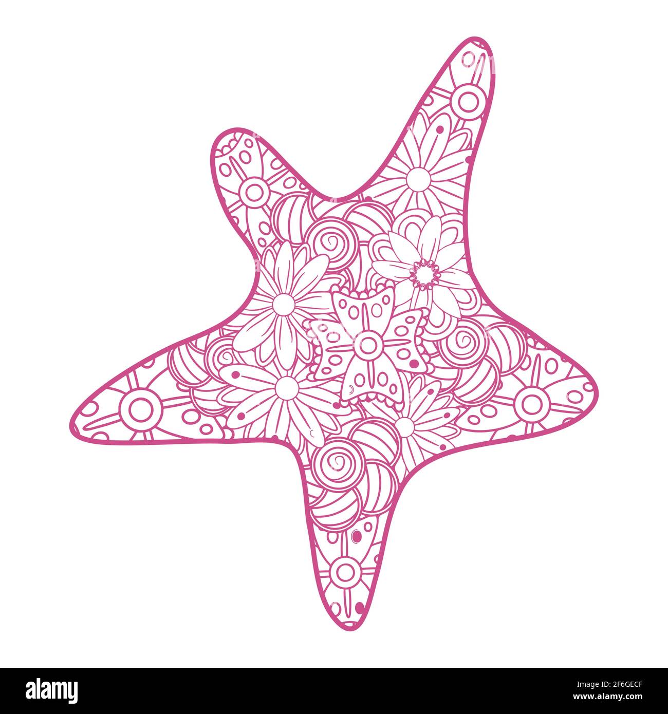 Zentangle art. Sea shells, whale, lizard, heart, paisleys, flowers ...