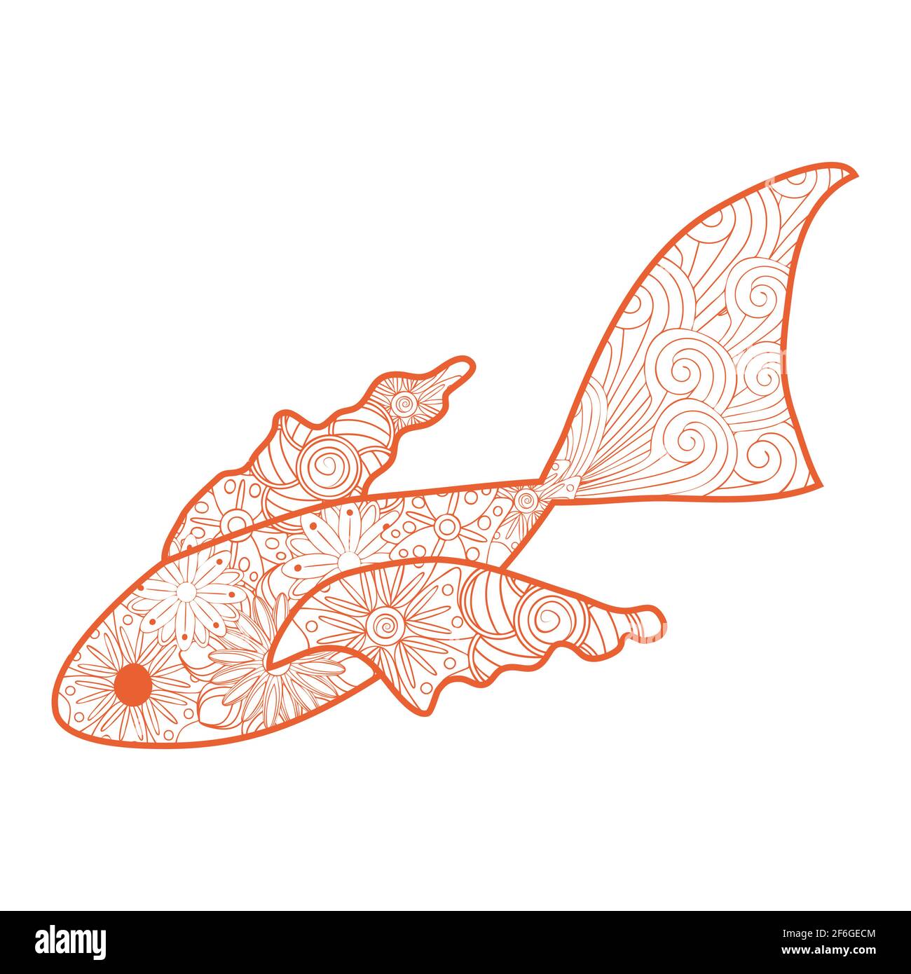 Hand drawn fish, zentangle for anti stress Coloring Page with high ...