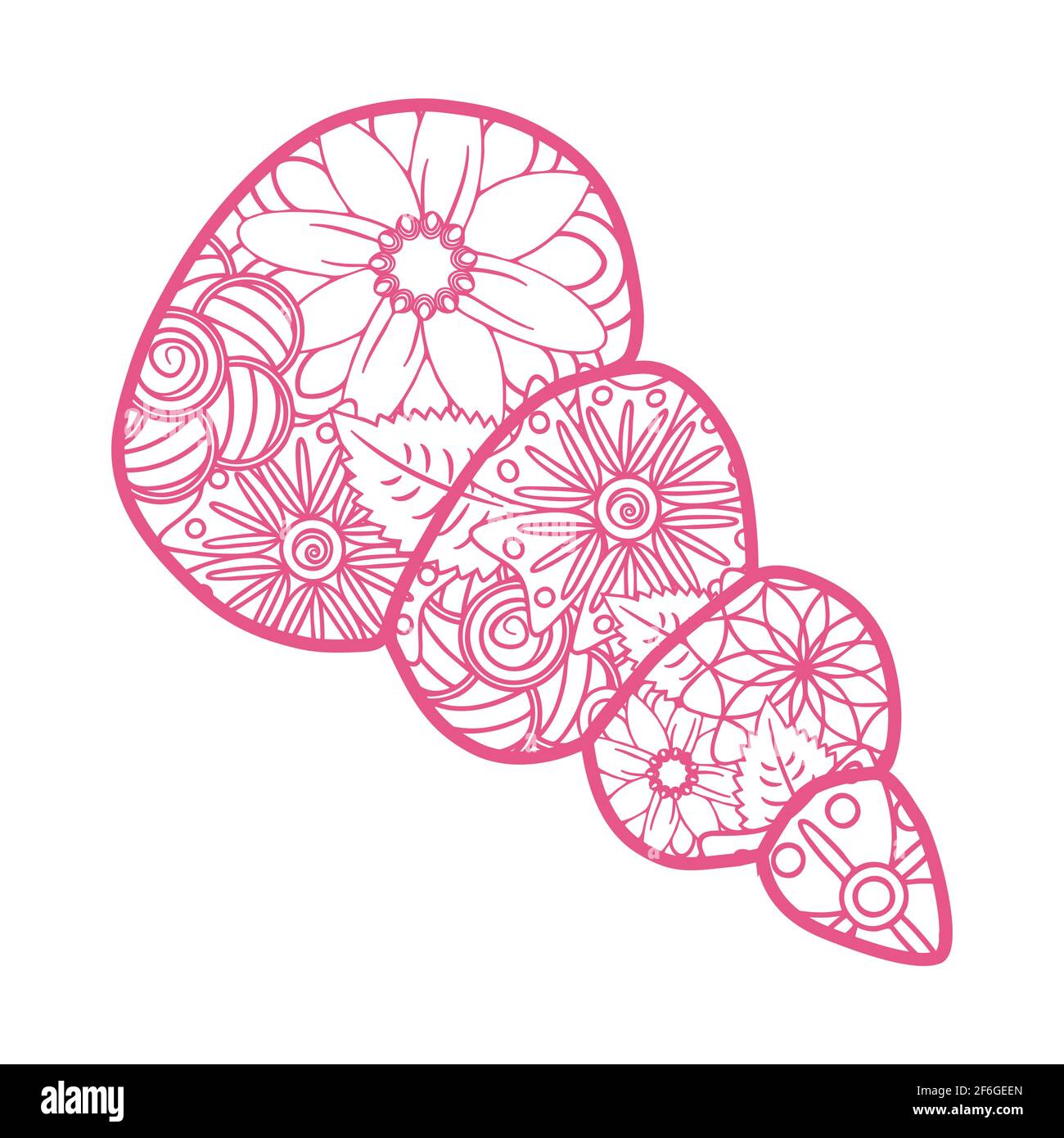 Zentangle art. Sea shells, whale, lizard, heart, paisleys, flowers ...