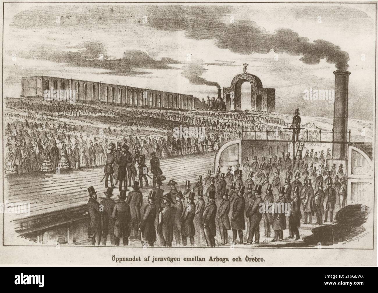 Illustration from the inauguration of the railway between Arboga and ...