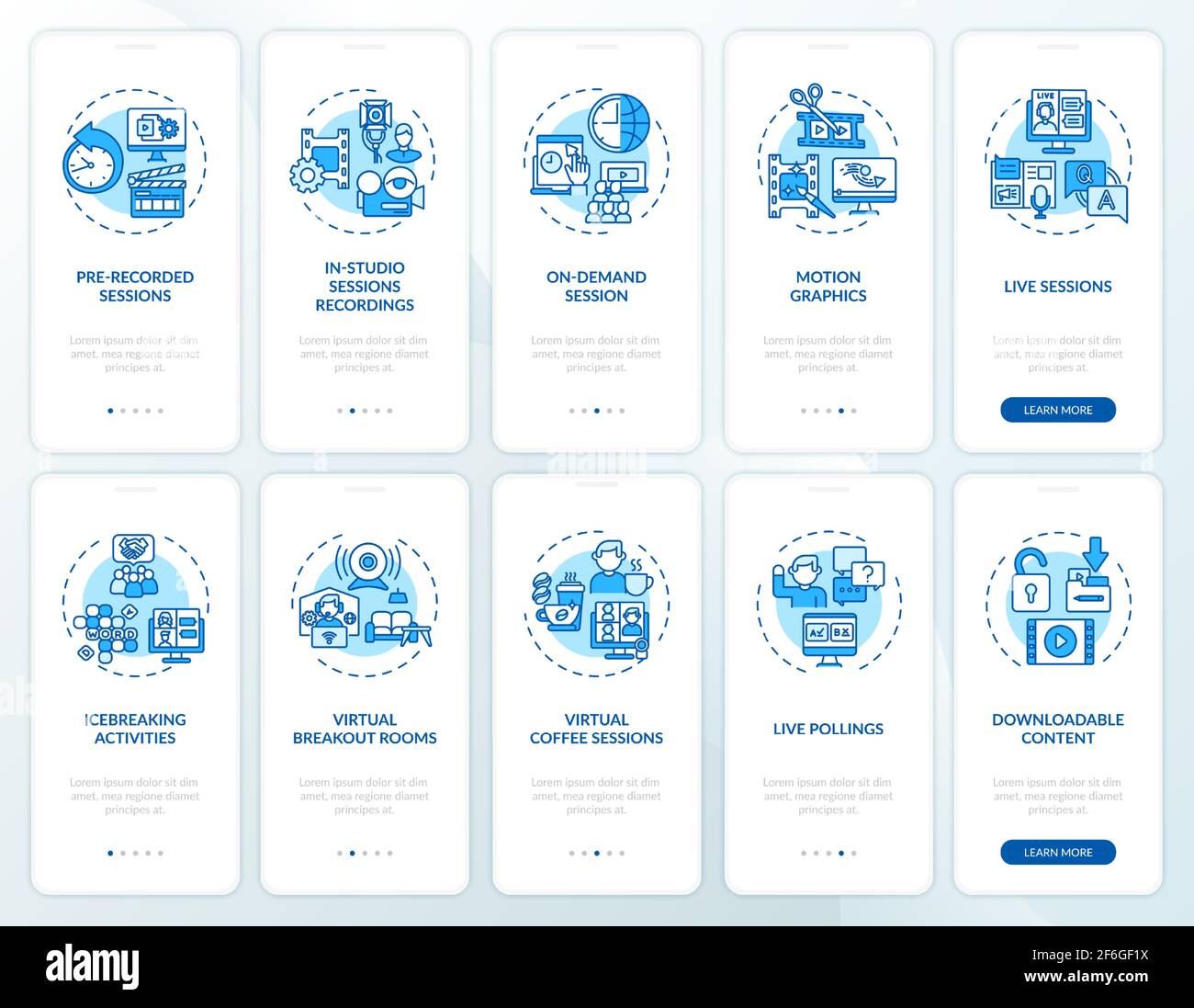 Remote sessions onboarding mobile app page screen with concepts set Stock Vector Image & Art - Alamy
