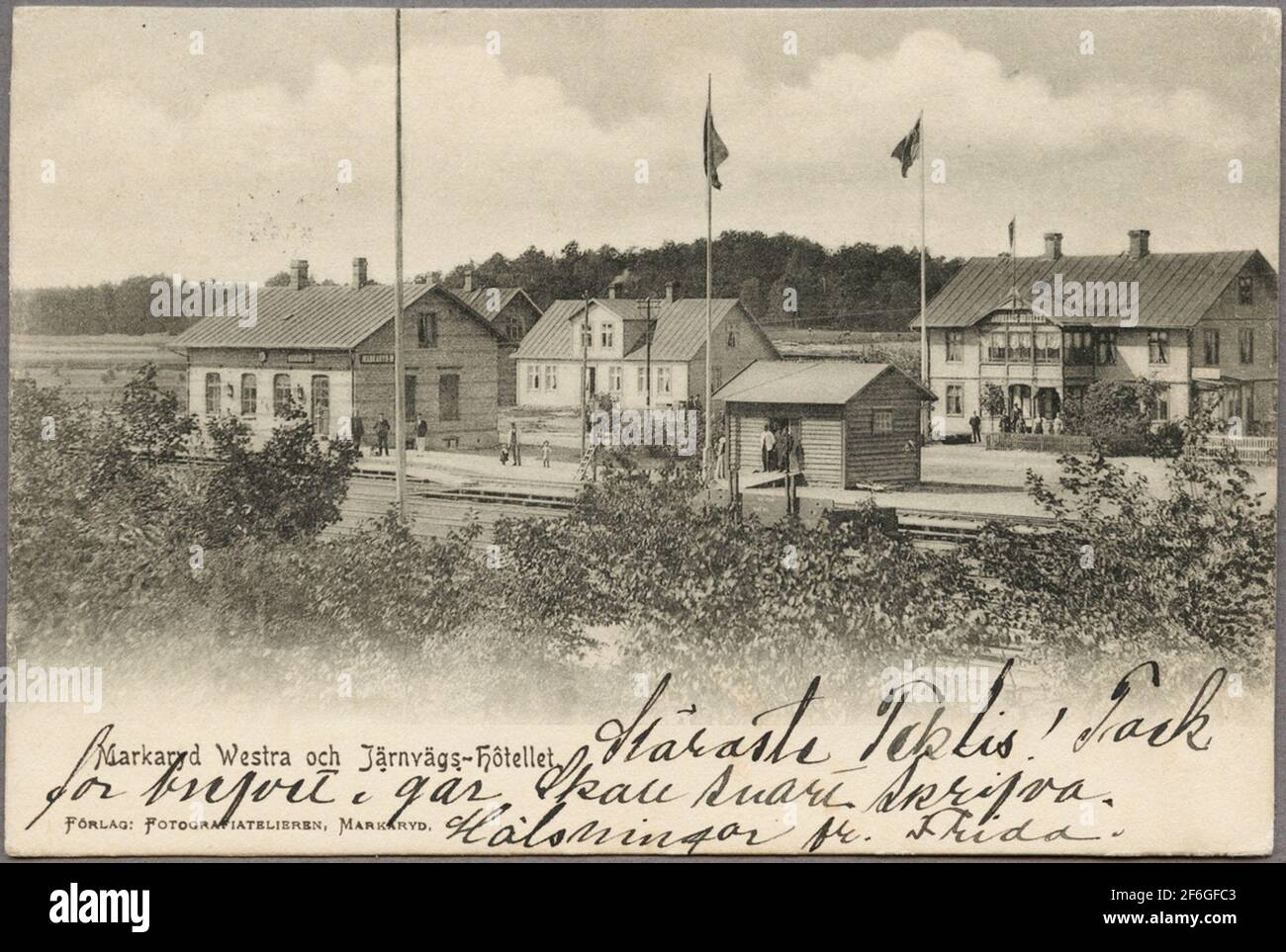 Markaryd West station with railway hotel in the background Stock Photo ...