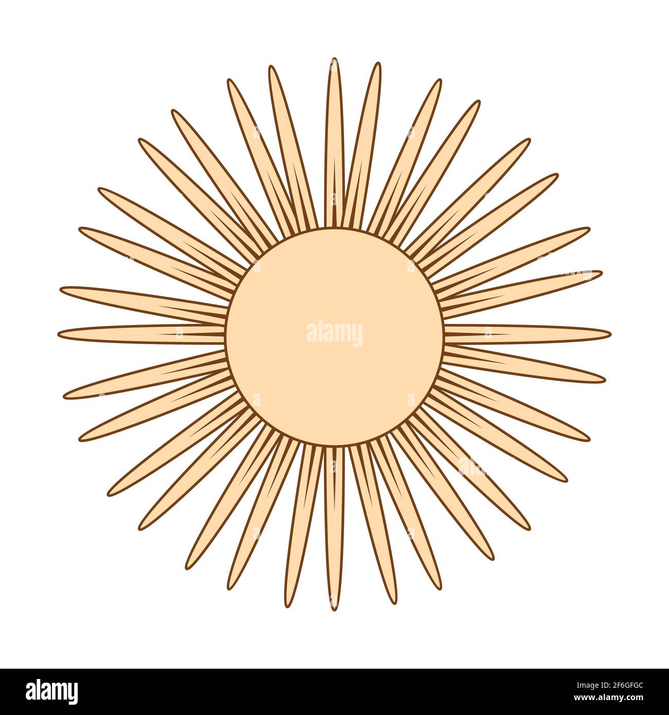 Magic concept, vintage sun with face, gold, trending beige, stylized ...