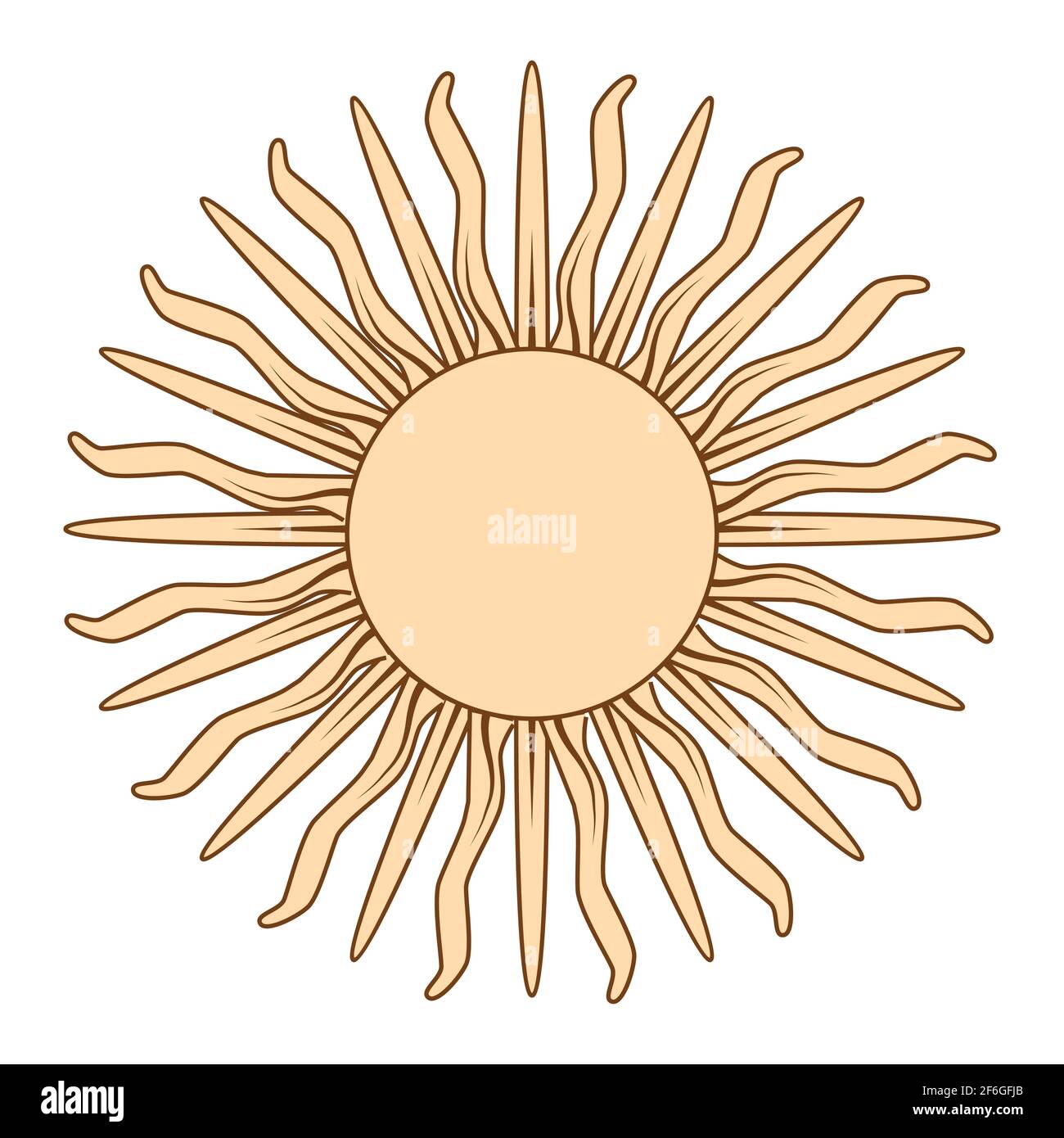 Magic concept, vintage sun with face, gold, trending beige, stylized ...