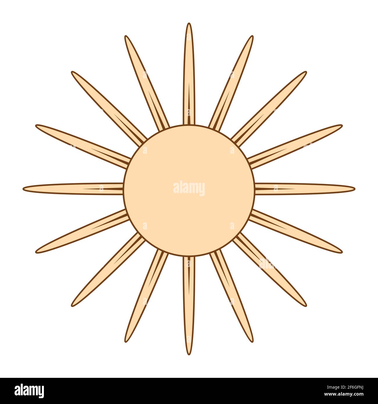 Magic concept, vintage sun with face, gold, trending beige, stylized ...