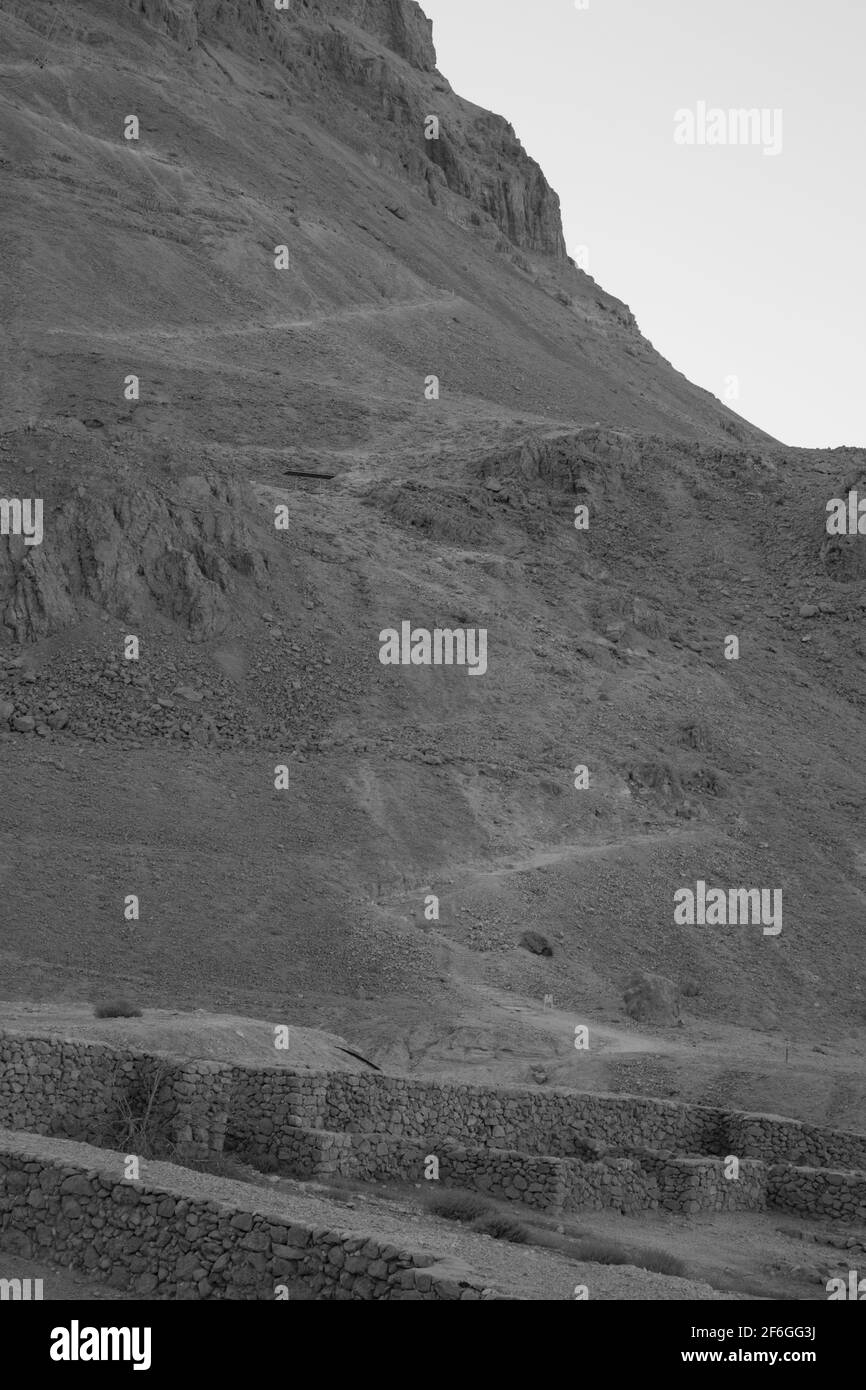Path to Masada in Black and White Stock Photo - Alamy