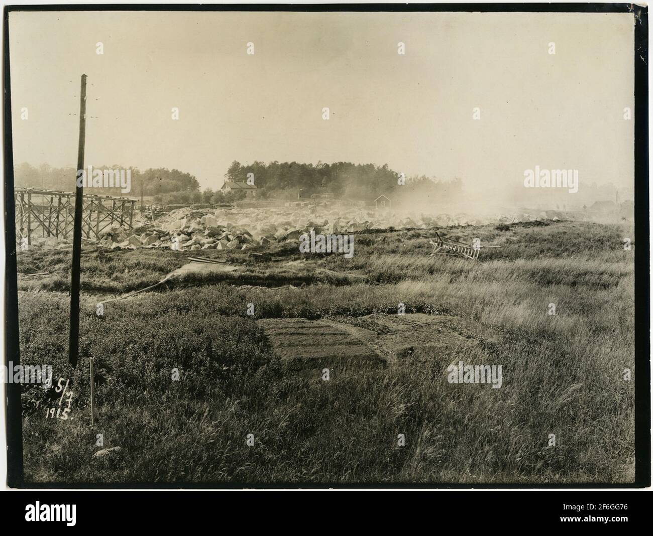 Stockholm Vasteras Bergslagen, SWB Bank during blasting. Line TomTeBoda ...