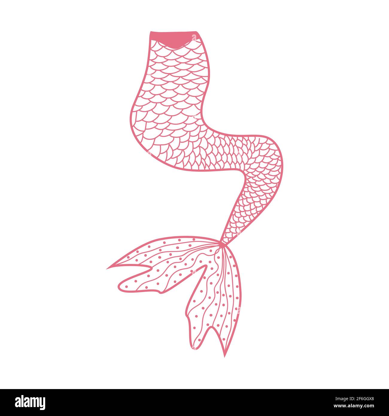 Beautiful mermaid in zentangle style, patterned mermaid tail, anti ...
