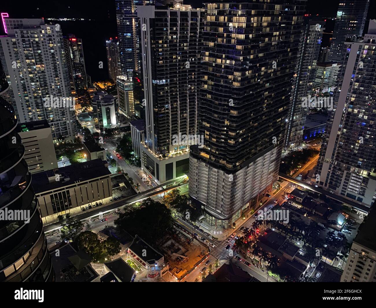 Miami's Brickell at Night Stock Photo - Alamy