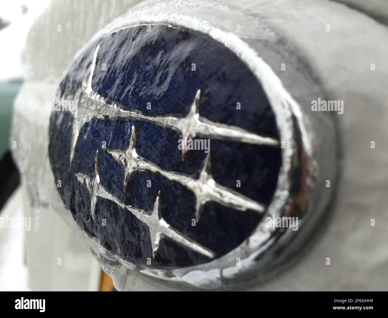 Subaru Logo Covered in Ice Stock Photo - Alamy