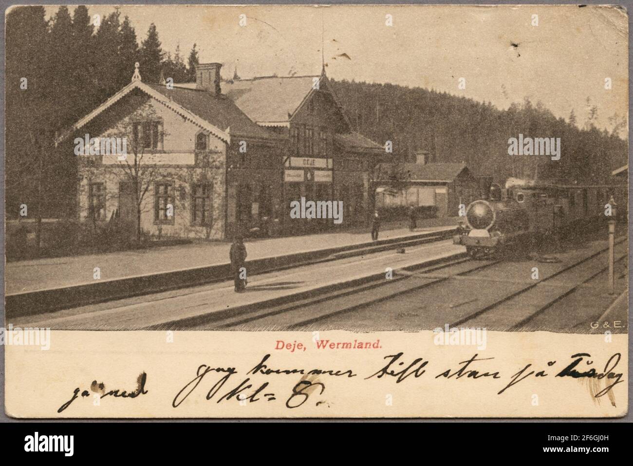 View on station area by train at Perrong Stock Photo - Alamy