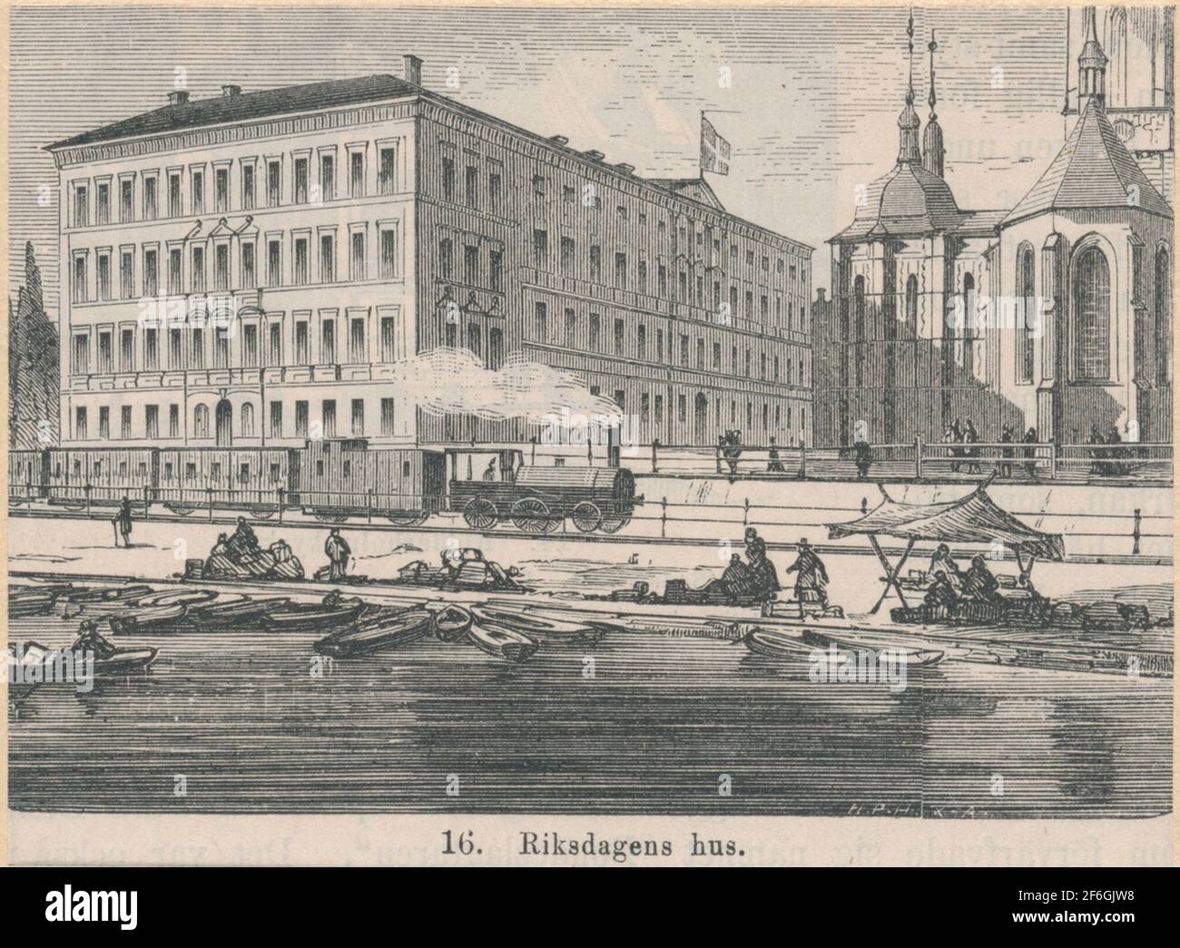 The Riksdag's house, with part of the Riddarholm Church on the right ...