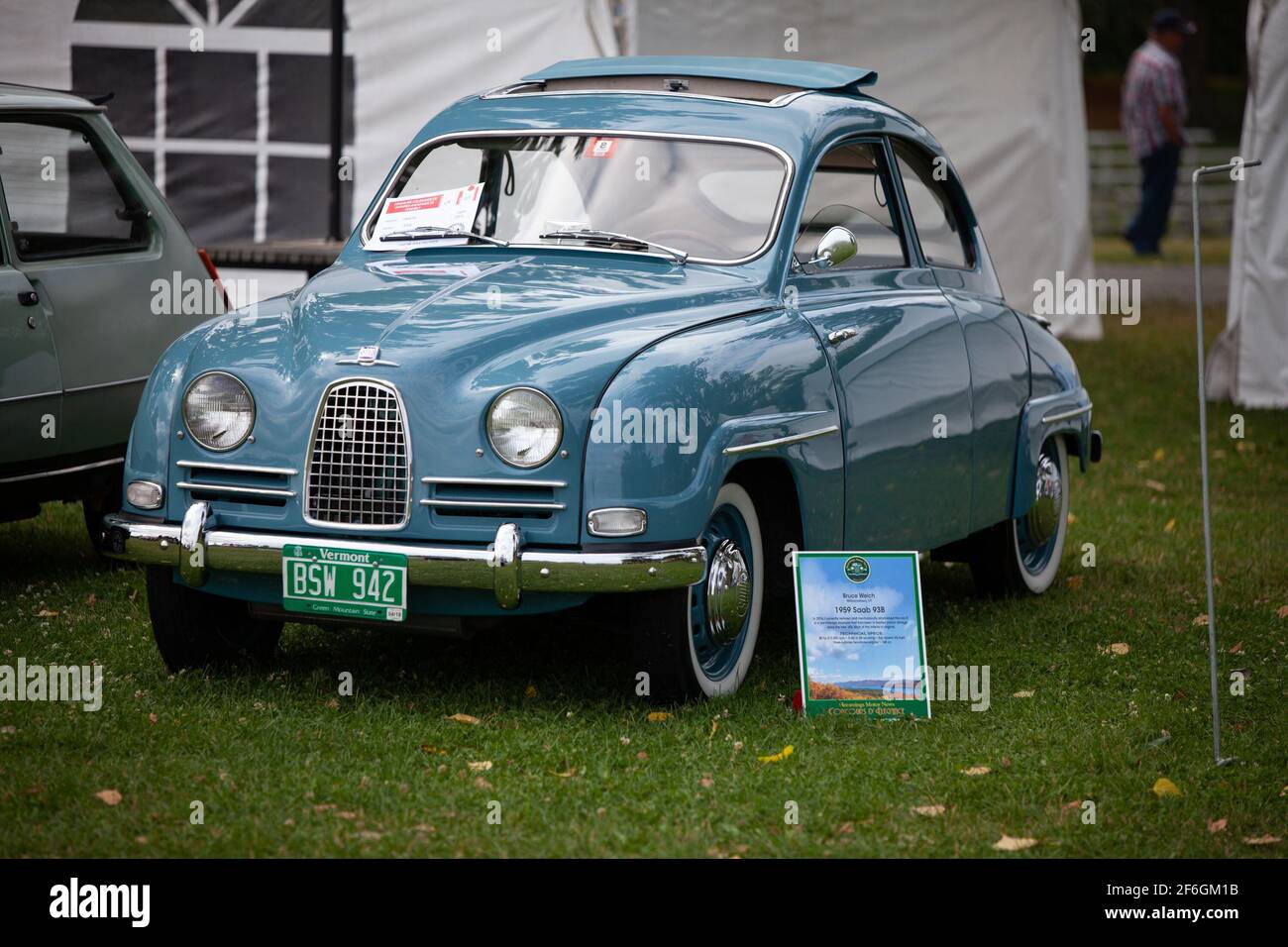 Blue Saab 93B 1959 at a car show in Chambly, Quebec, canada Stock Photo ...