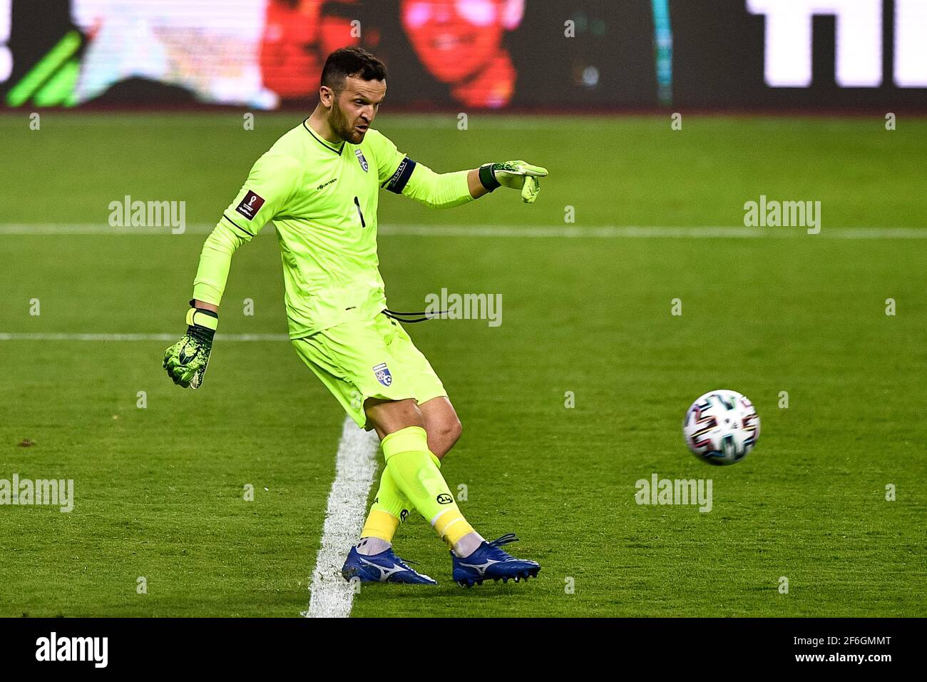 SEVILLE, SPAIN - MARCH 31: goalkeeper Samir Ujkani of Kosovo during the ...