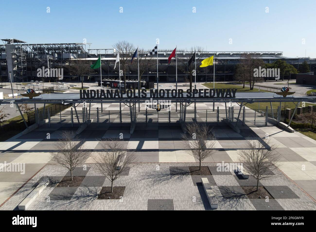 An aerial view of the Indianapolis Motor Speedway administration ...