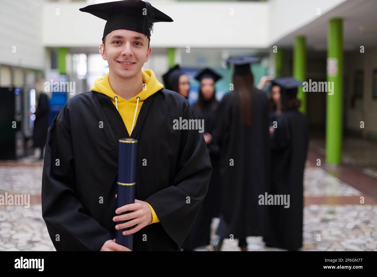 Happy man portrait on her graduation day University. Education and ...
