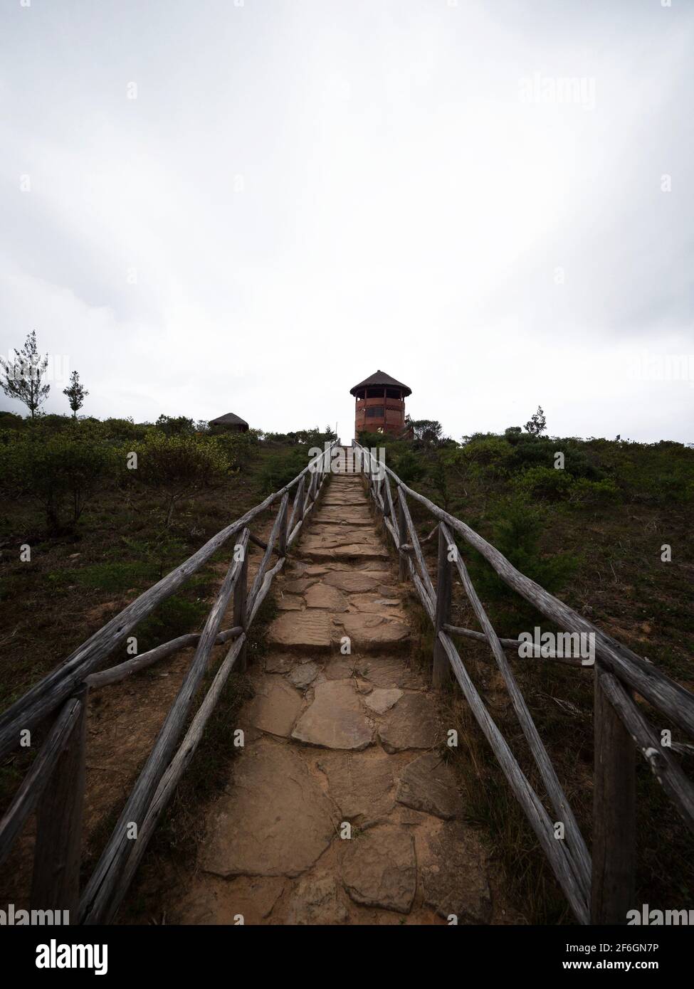 Natural stairs leading to observation tower viewing platform at Sonche ...