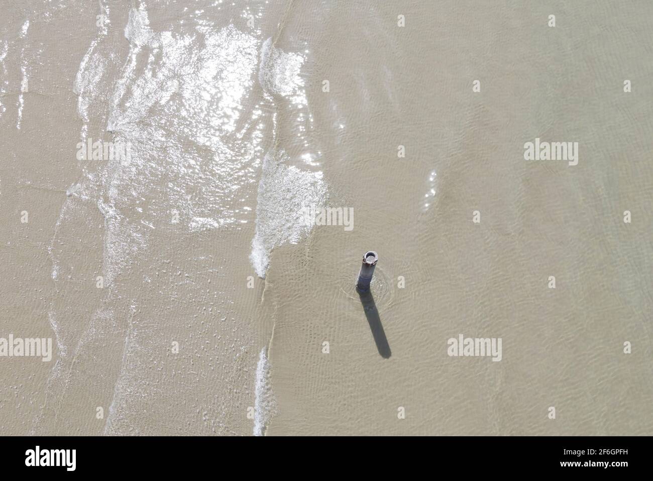 Aerial top view beautiful sea landscape, beach and wave with sea water ...