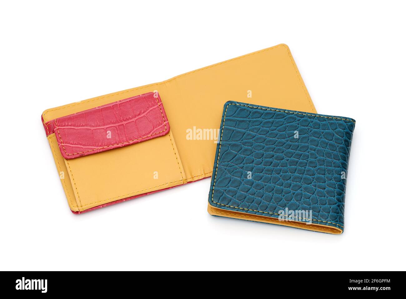 Colorful leather wallet on a white background Stock Photo - Alamy